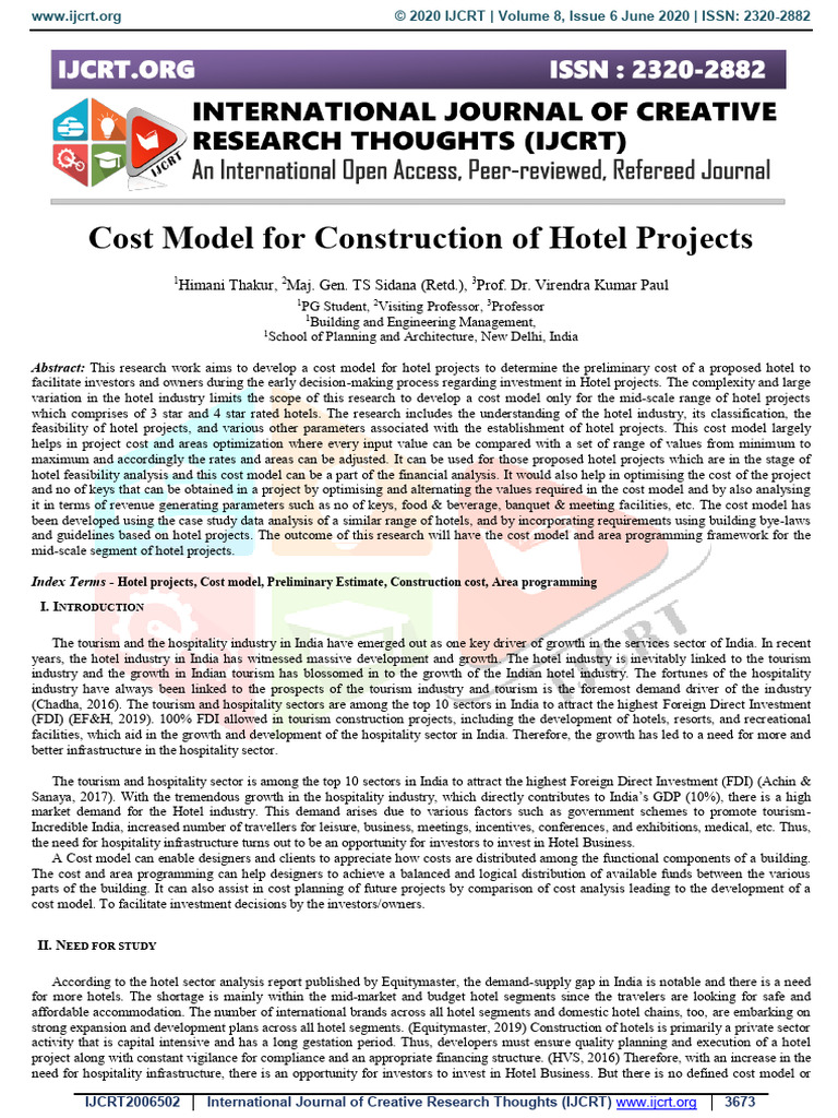 Cost Model for Mid-Scale Hotel Projects | PDF | Parameter (Computer ...