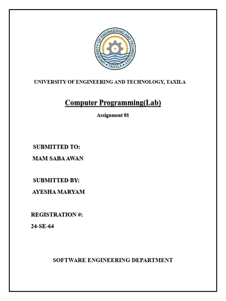 CP Lab Assihnment-01 Solution | PDF | Computer Science | Computer ...