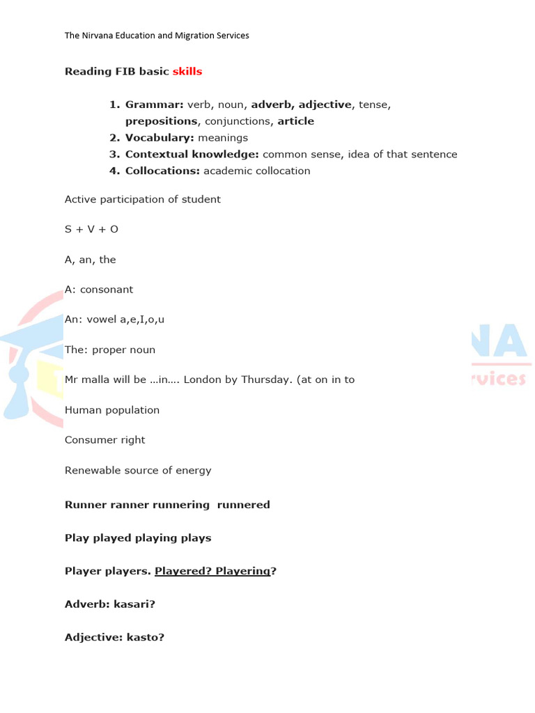 Grammar | PDF | Preposition And Postposition | Adverb