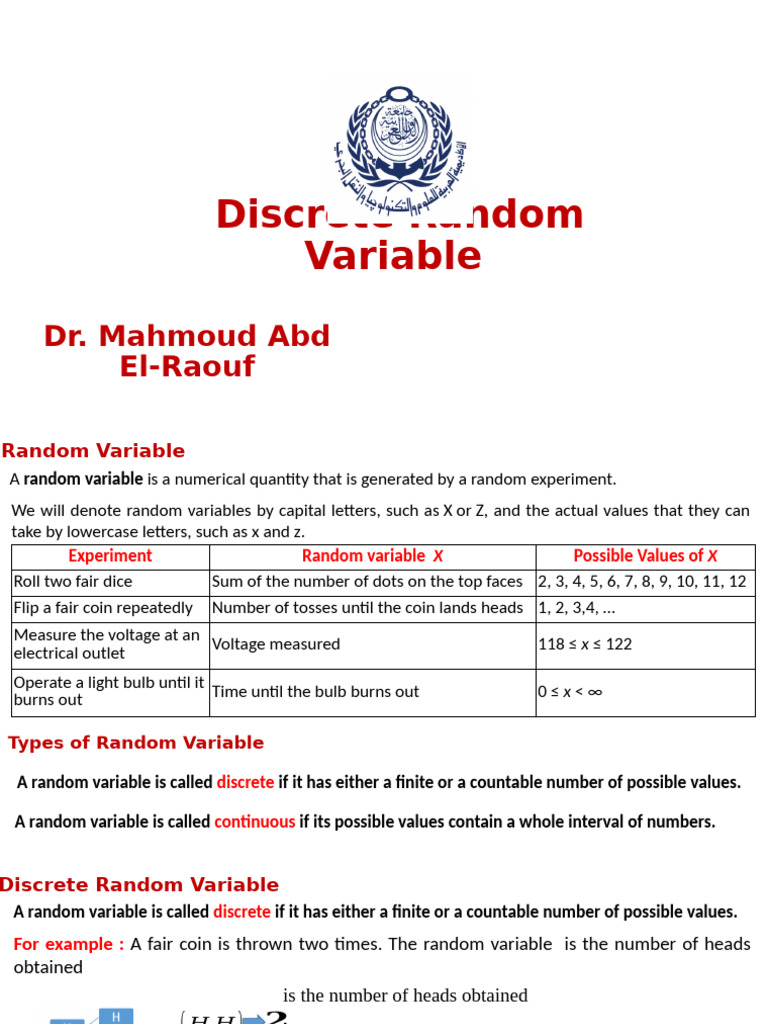 5-Discrete Random Variable | PDF | Random Variable | Measure Theory