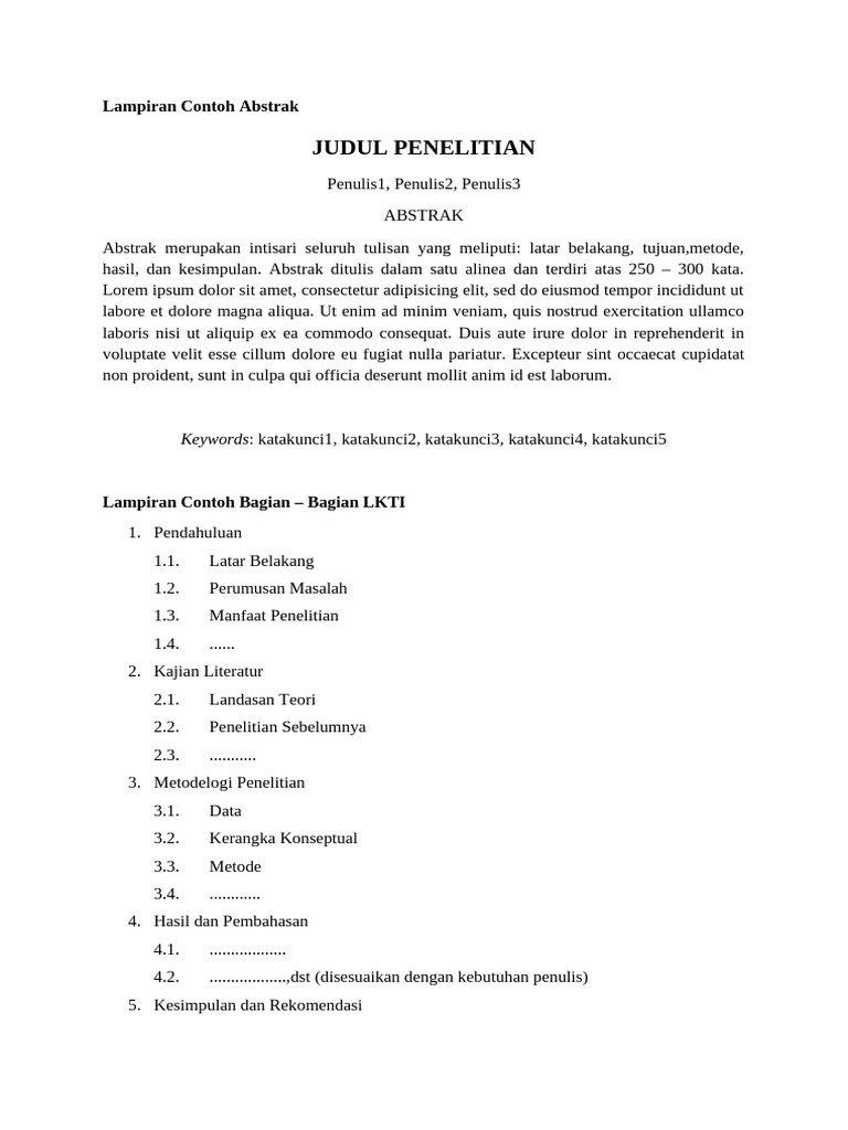 Template LKTI dan Contoh Abstrak | PDF