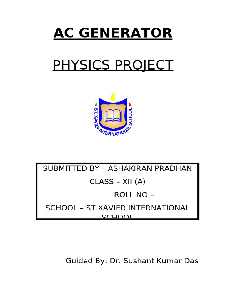 Ac Generator Physics Project | PDF | Electric Generator | Alternating ...