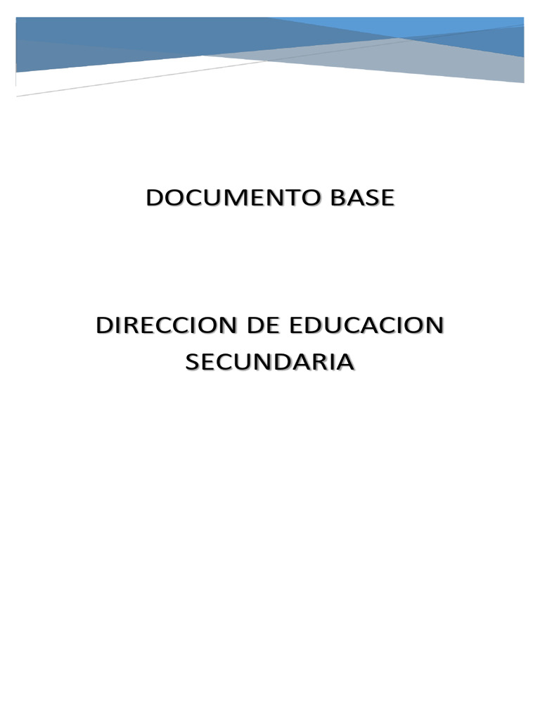 Documento Base Dirección de Educación Secundaria 2024 | PDF | Inclusión (Educación) | El ...