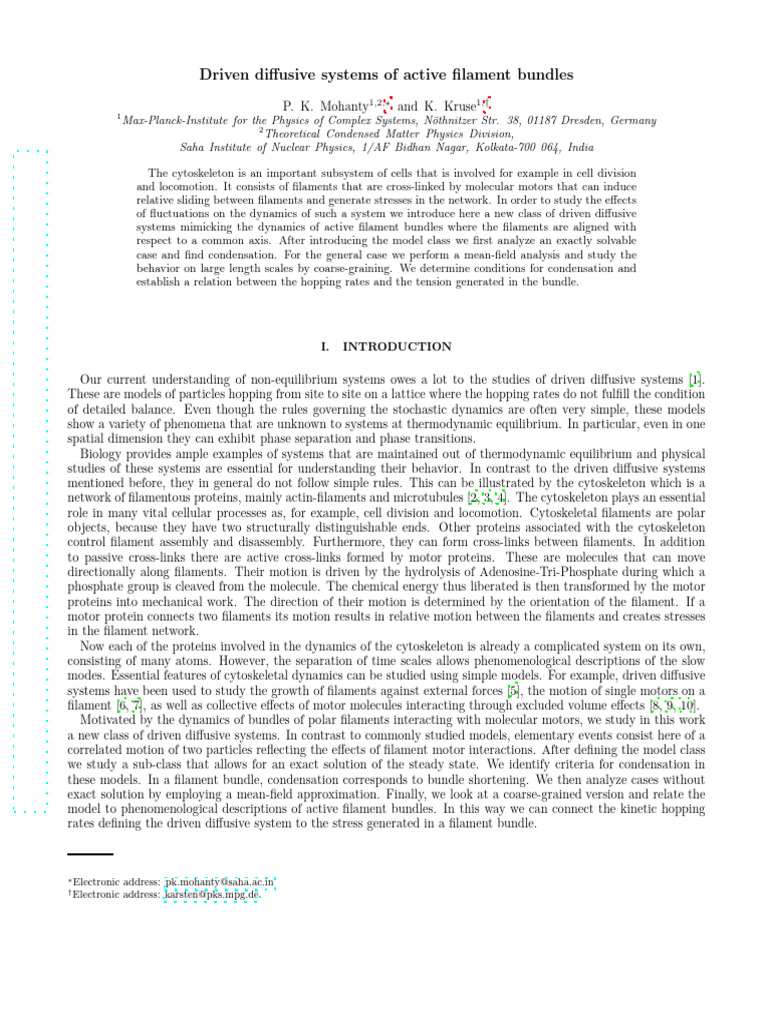 Driven Diffusive Systems of Active Filament Bundles | PDF ...