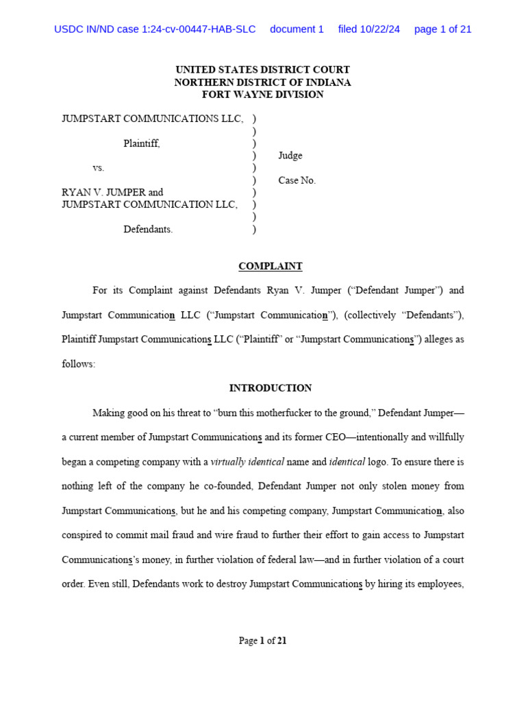 Jumpstart Communications Complaint | PDF | Mail And Wire Fraud ...