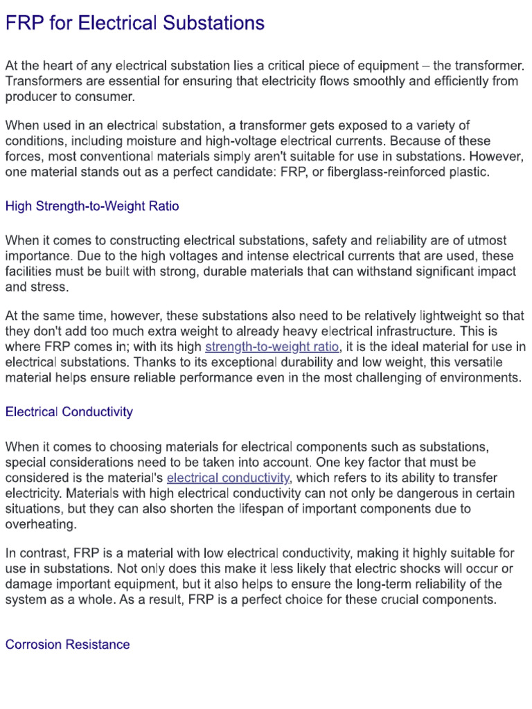 FRP for Electrical Substations | PDF