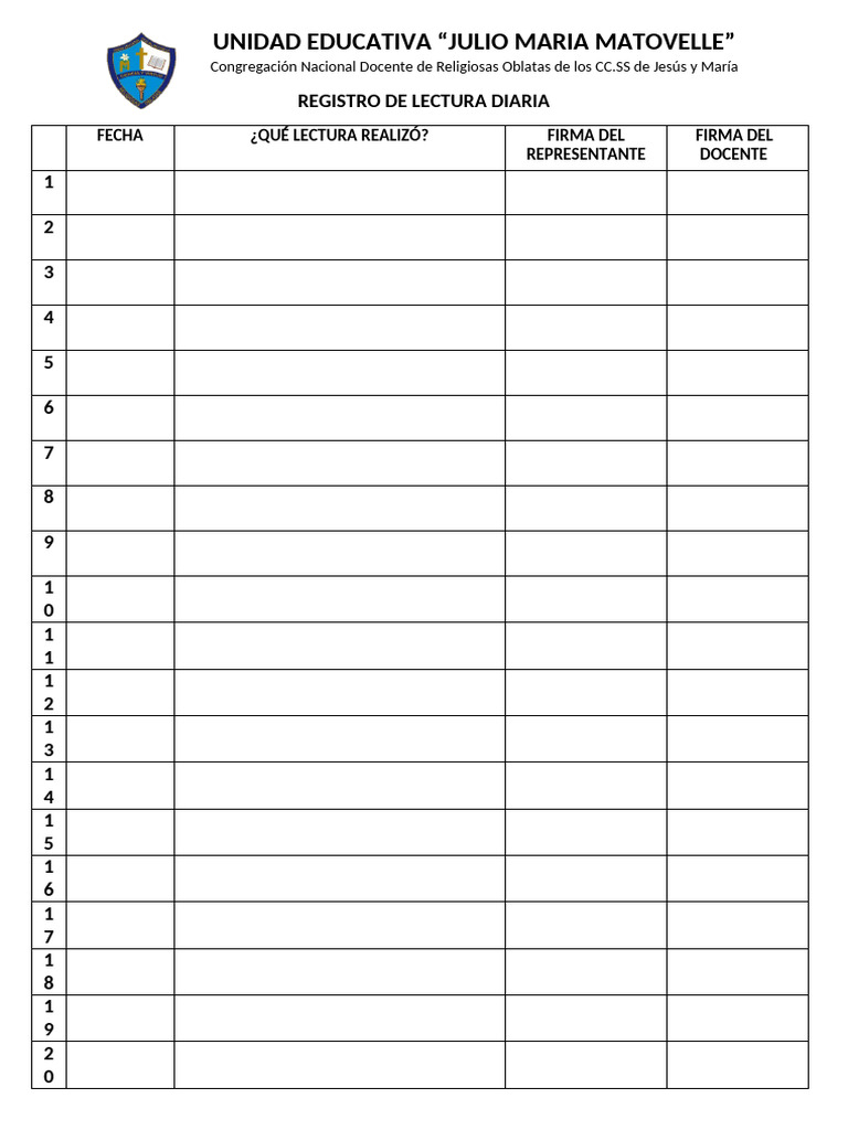 Registro Diario de Lectura Escolar | PDF