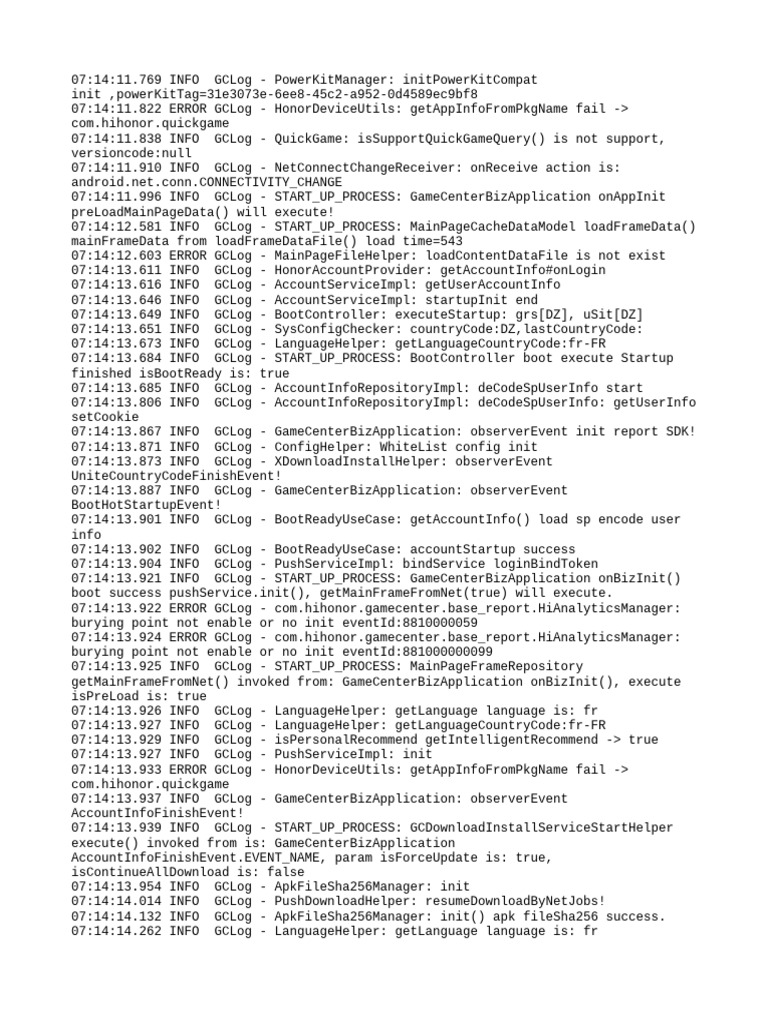 Game Center Initialization Log Analysis | PDF | Networking Standards ...