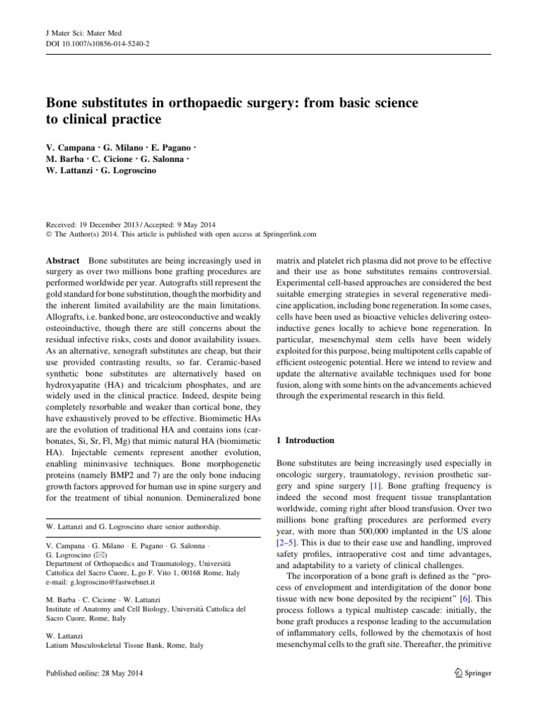 Campana 2014 | PDF | Tissue Engineering | Bone
