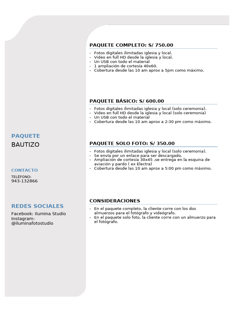 Paquete para Bautizo y Ceremonia | PDF