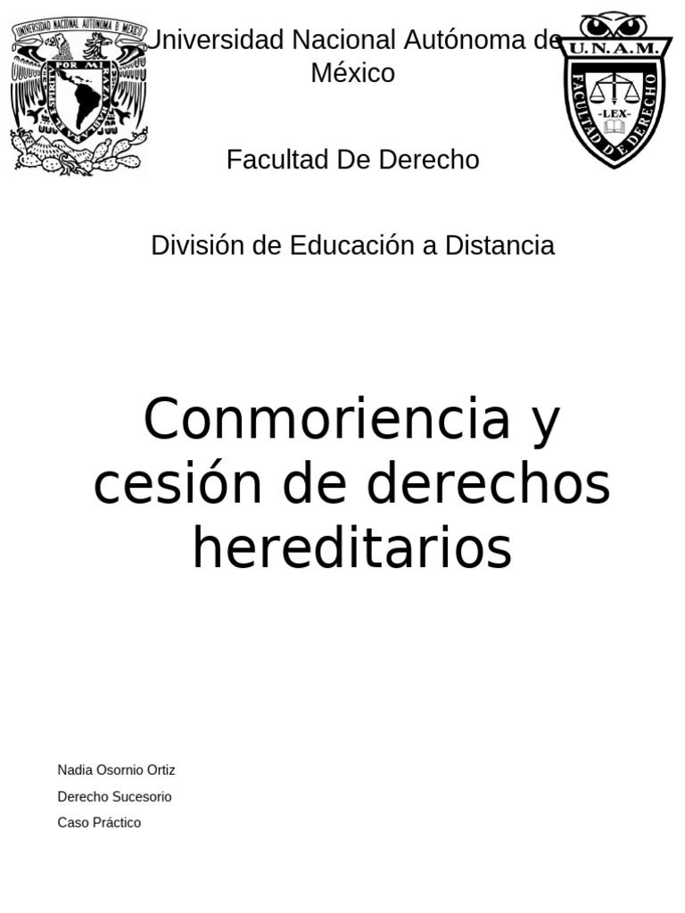 Conmoriencia y Cesión de Derechos Hereditarios | PDF | Herencia | Intestacy