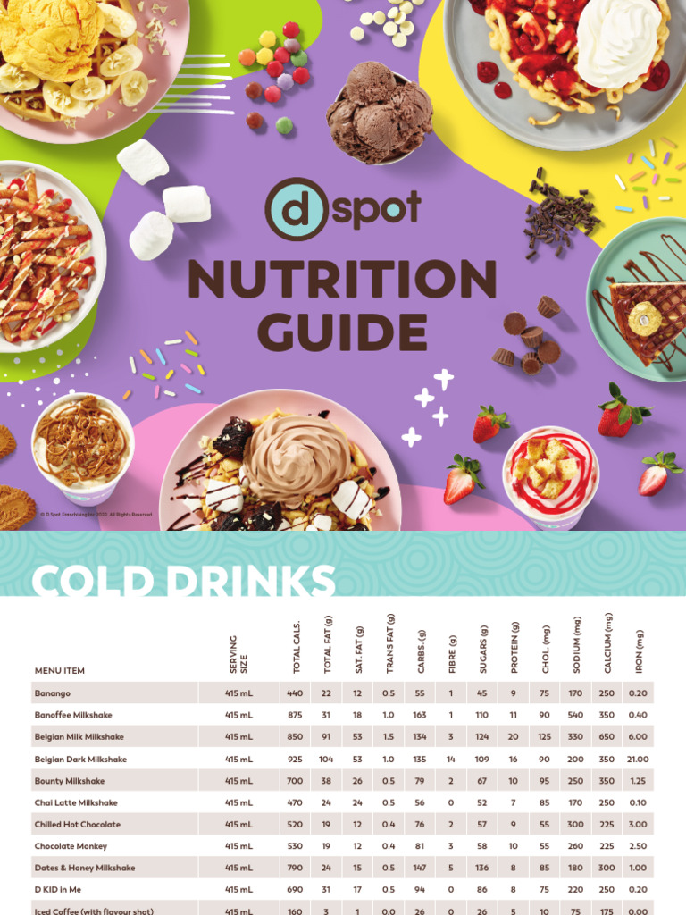 D Spot Nutrition Guide and Menu | PDF | Milkshake | Chocolate