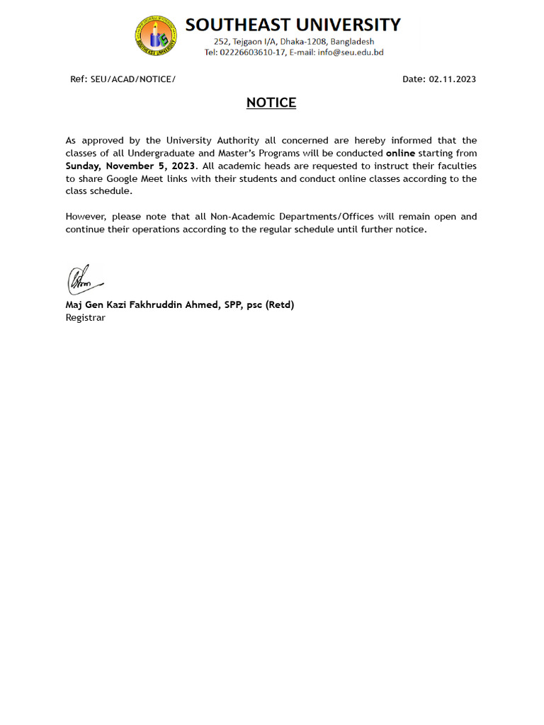 Notice of Class Schedule 2 | PDF