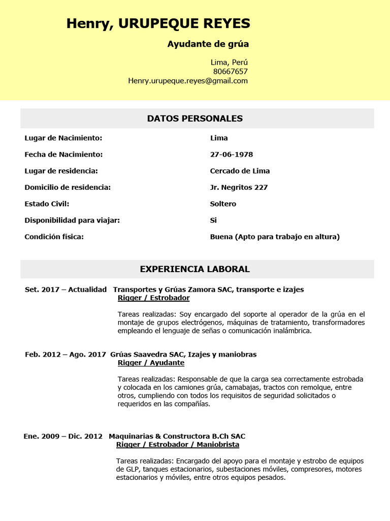 CV Henry Urupeque Reyes | PDF