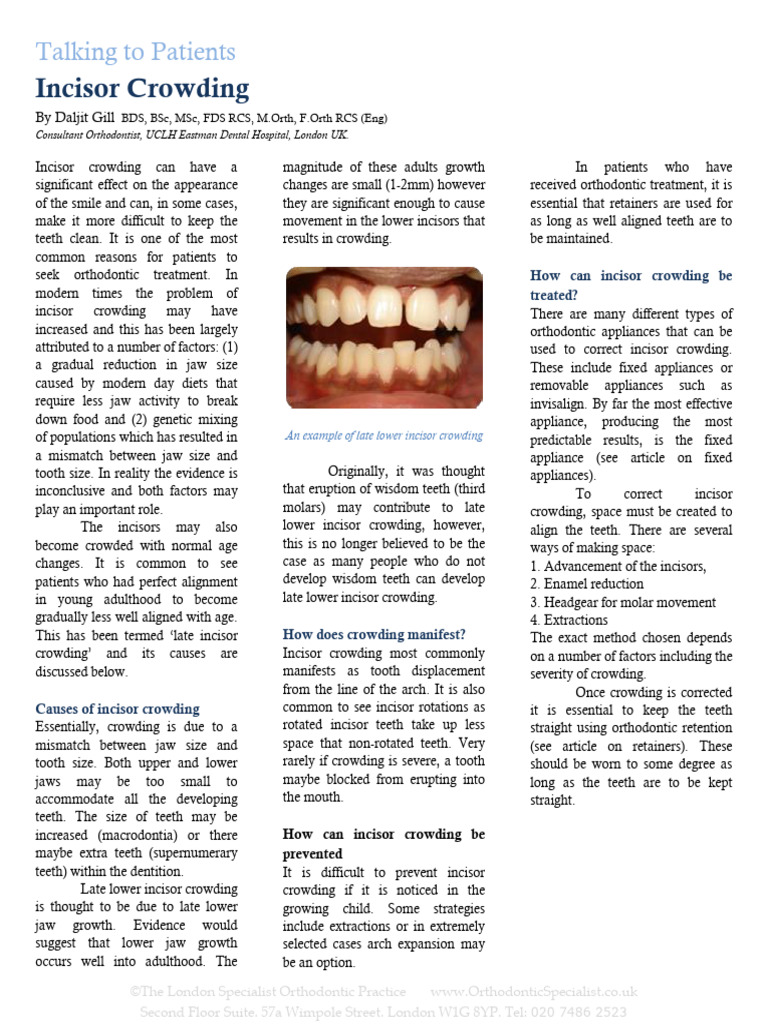 Incisor Crowding | PDF | Human Tooth | Orthodontics