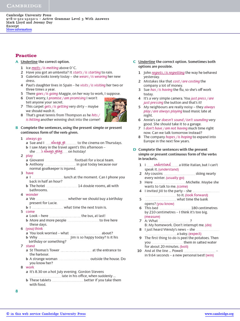 Present Simple and Continuous | PDF