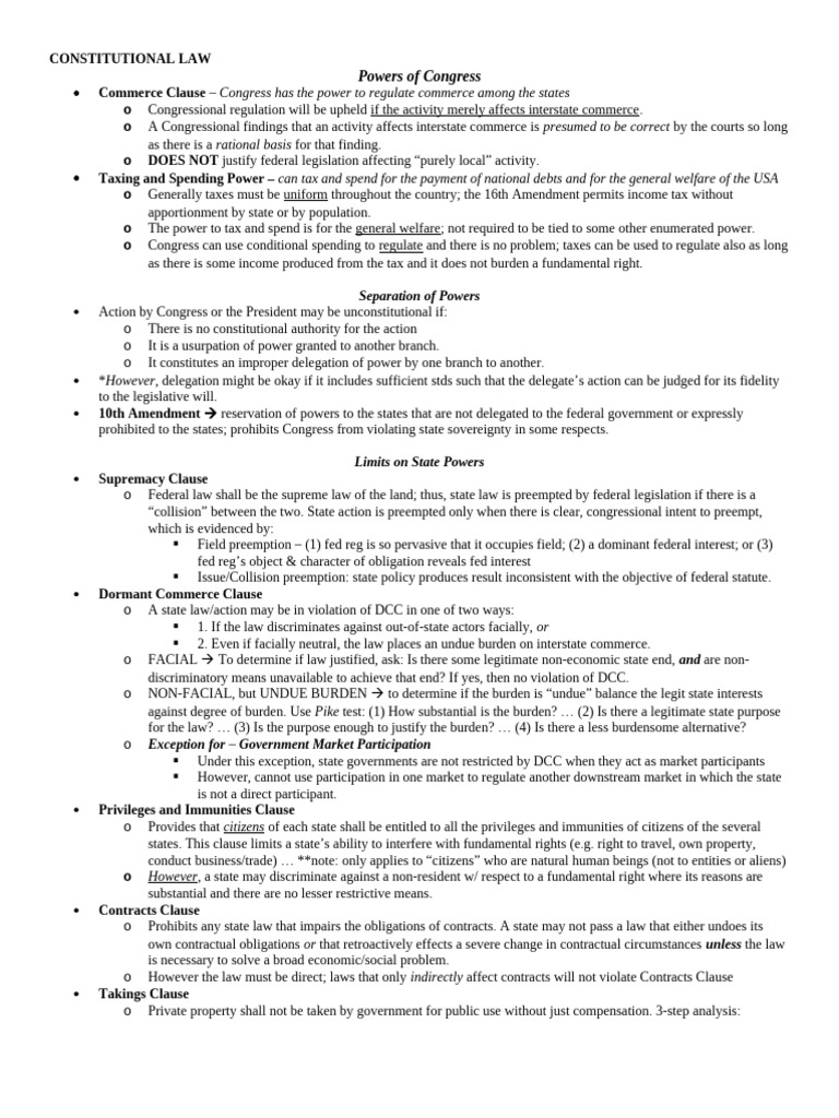 ConLaw_StudySheet_BJB | PDF | Suspect Classification | Due Process Clause