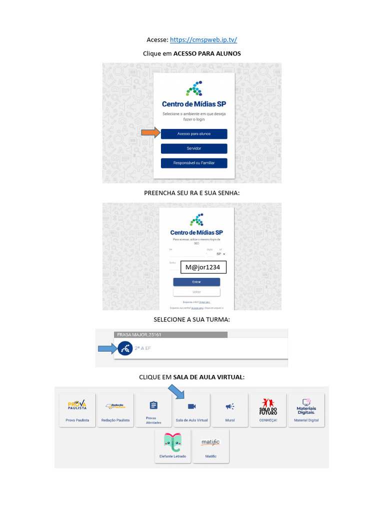 Passo A Passo de Como Acessar Aula No CMSP | PDF