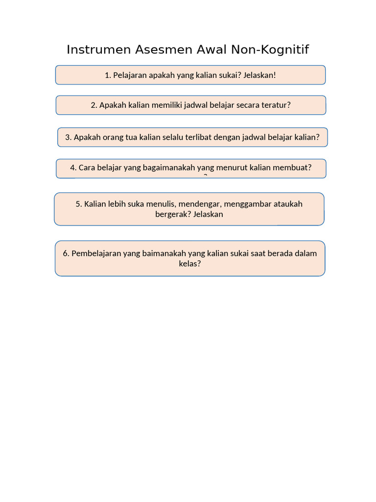 Instrumen Asesmen Awal Non-Kognitif | PDF | Pengembangan Diri