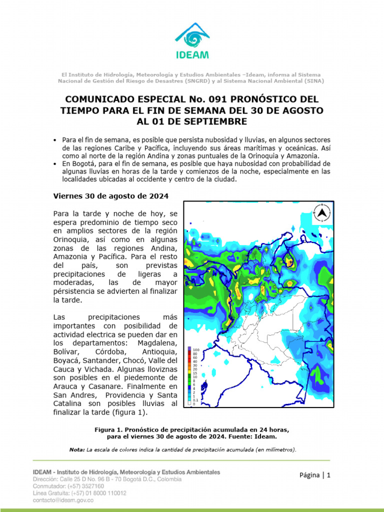 Comunicado Especial 091 Ago 30 - 1 Sep | PDF | Precipitación | Tormentas