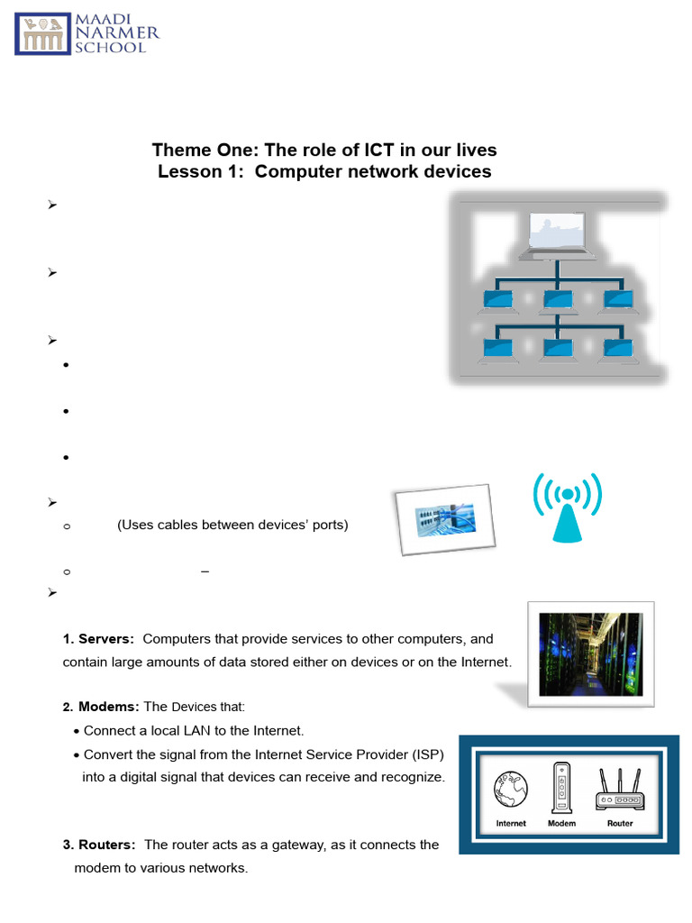Theme One-Lesson1-Computer Network Devices | PDF | Computer Network | Modem