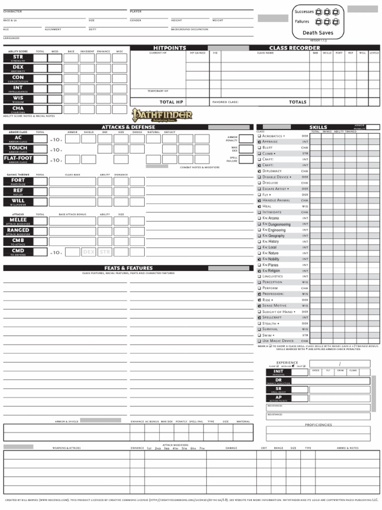 Paladin Character Sheet for Evivind | PDF | Role Playing Video Games ...