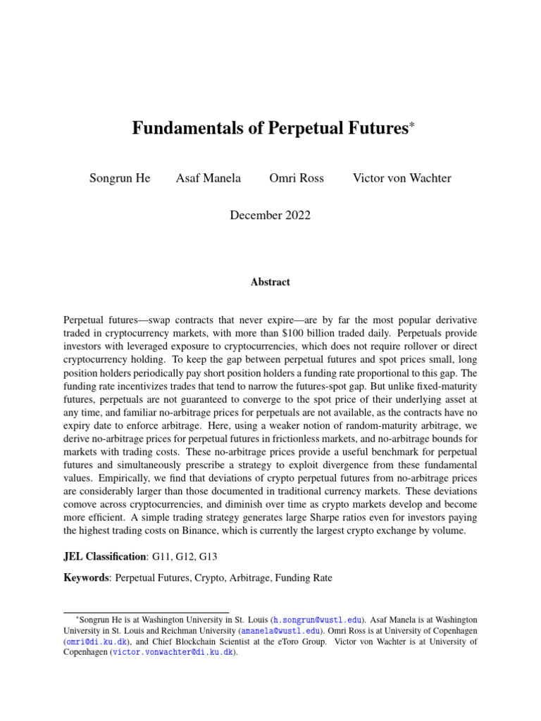 Fundamentals of Perpetual Futures | PDF | Futures Contract | Arbitrage