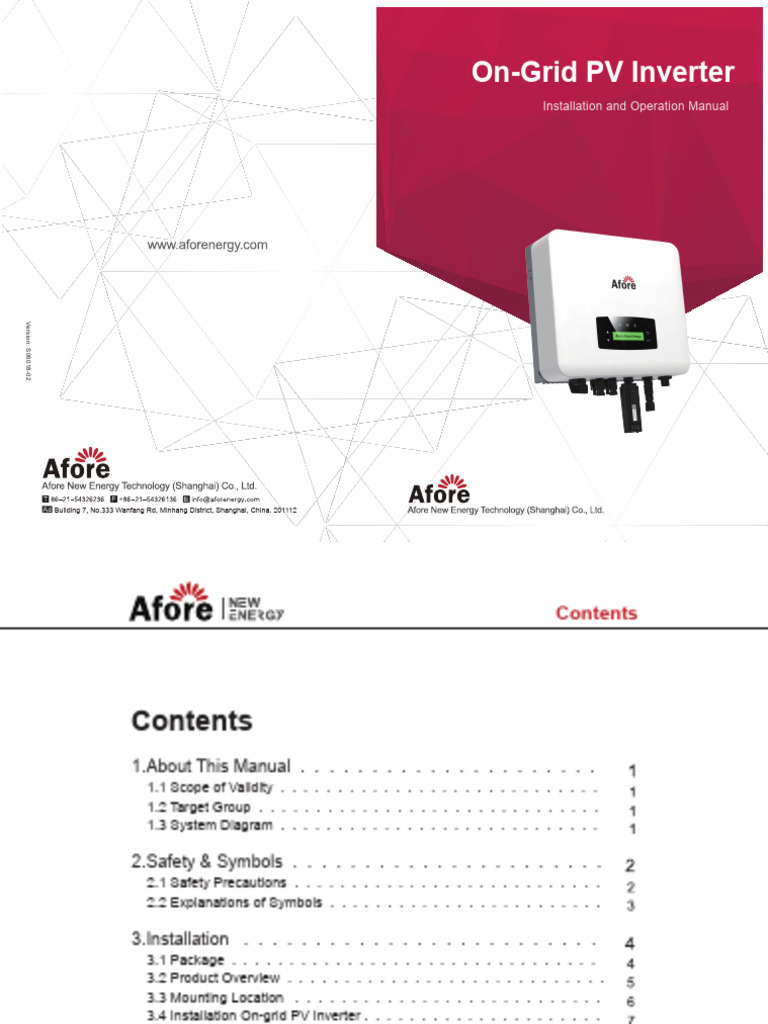 On-Grid PV Inverter Installation Manual | PDF | Alternating Current ...