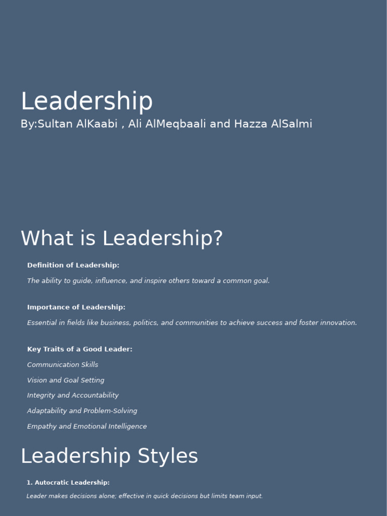 Leadership Presentation | PDF