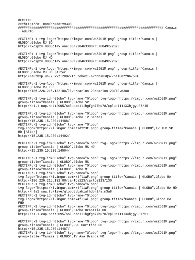 M3U8 Streaming Channel List | PDF | Television | Broadcasting
