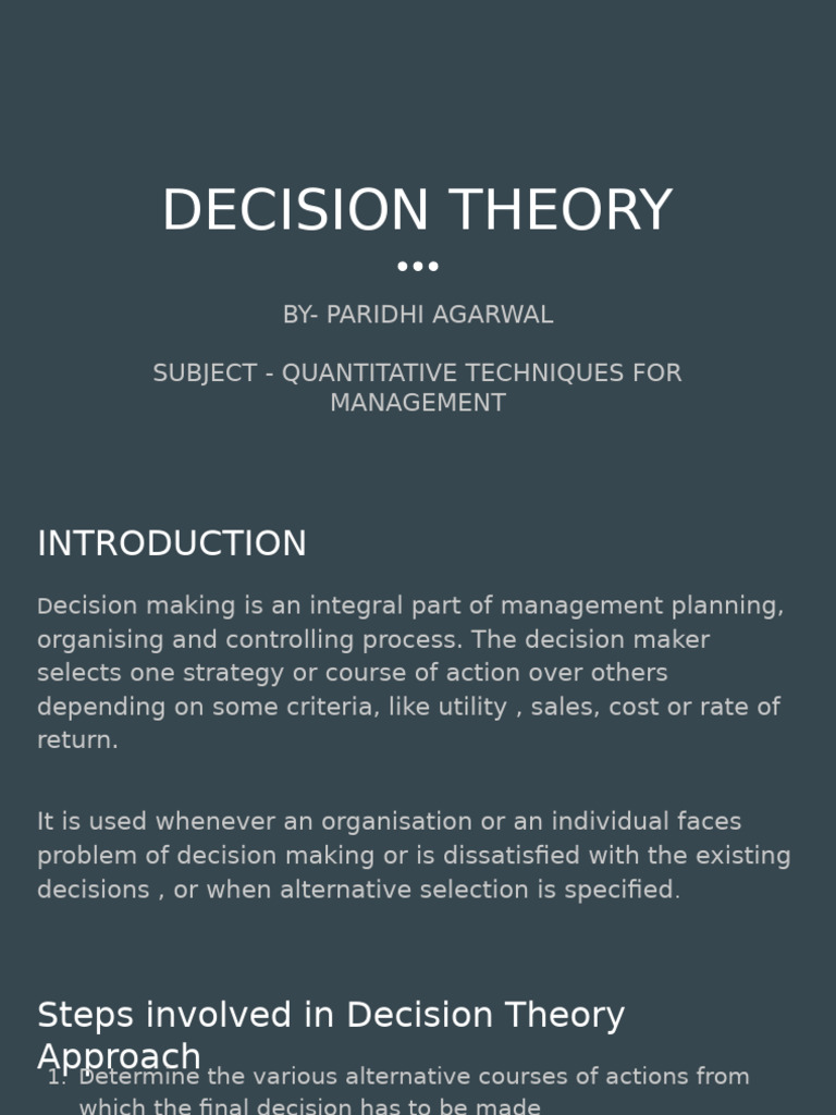 Decision Theory Basics | PDF