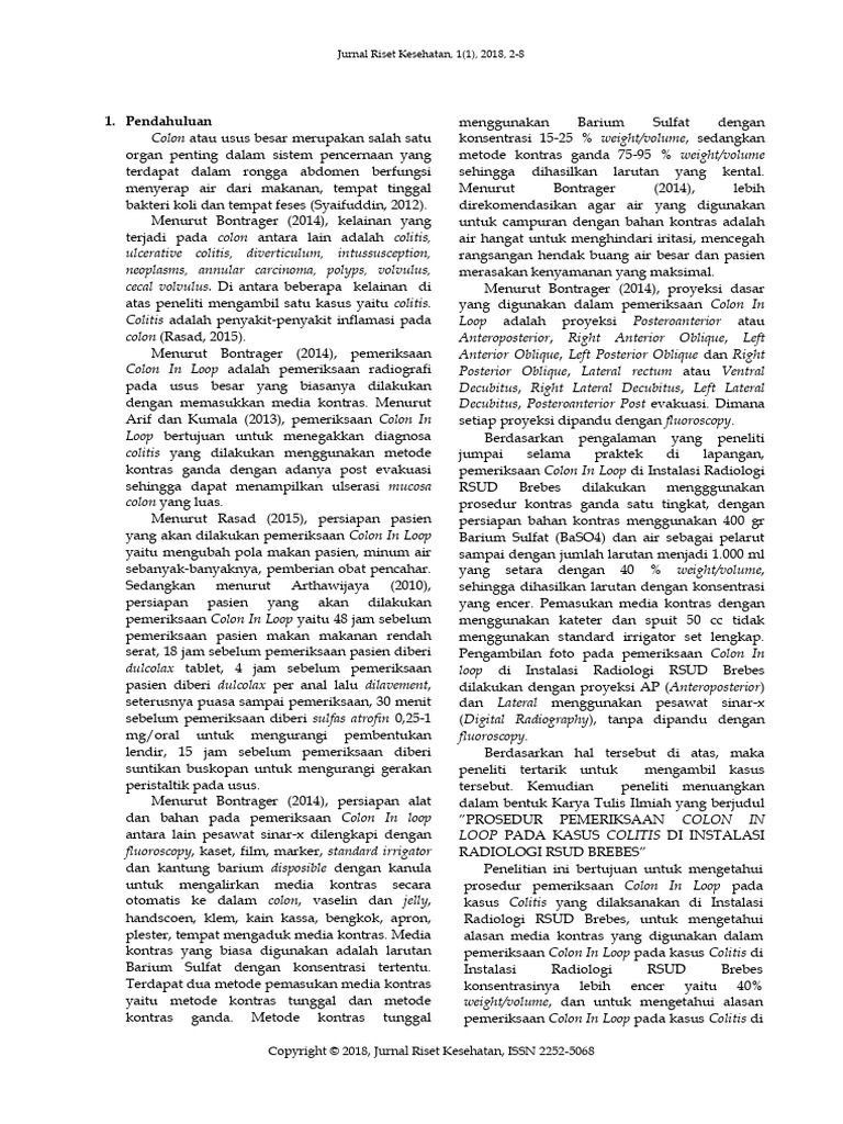 Prosedur Pemeriksaan Colon in Loop Pada Kasus Colitis | PDF | Sains ...