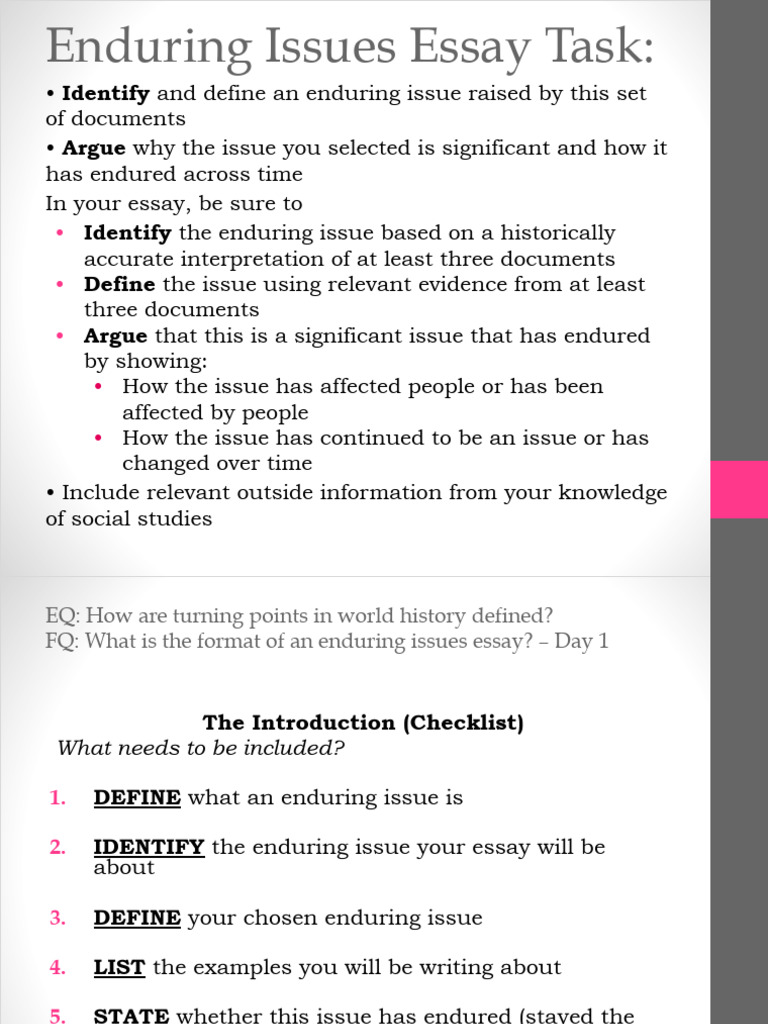 Enduring Issues Essay Guidelines | PDF | Essays