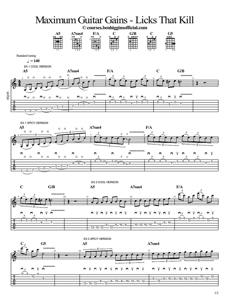 Maximum Guitar Gains - Licks That Kill Guitar Tab | PDF | Guitar Family ...