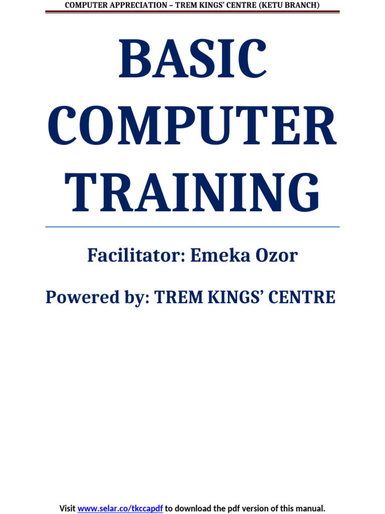 Computer Appreciation Training Manual PDF Version | PDF | Microsoft Excel | Window (Computing)