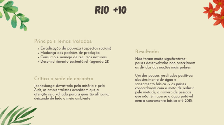 Rio +10: Pobreza e Desenvolvimento Sustentável | PDF