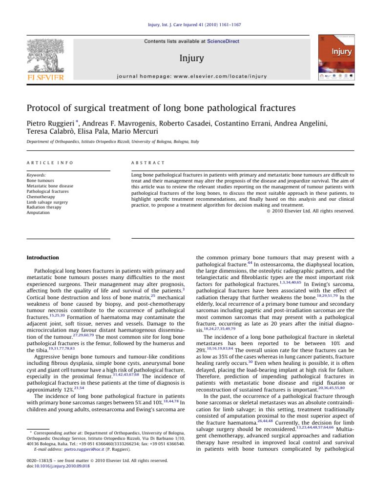 13.protocol of Surgical Treatment of Long Bone Pathological Fractures | PDF | Sarcoma ...