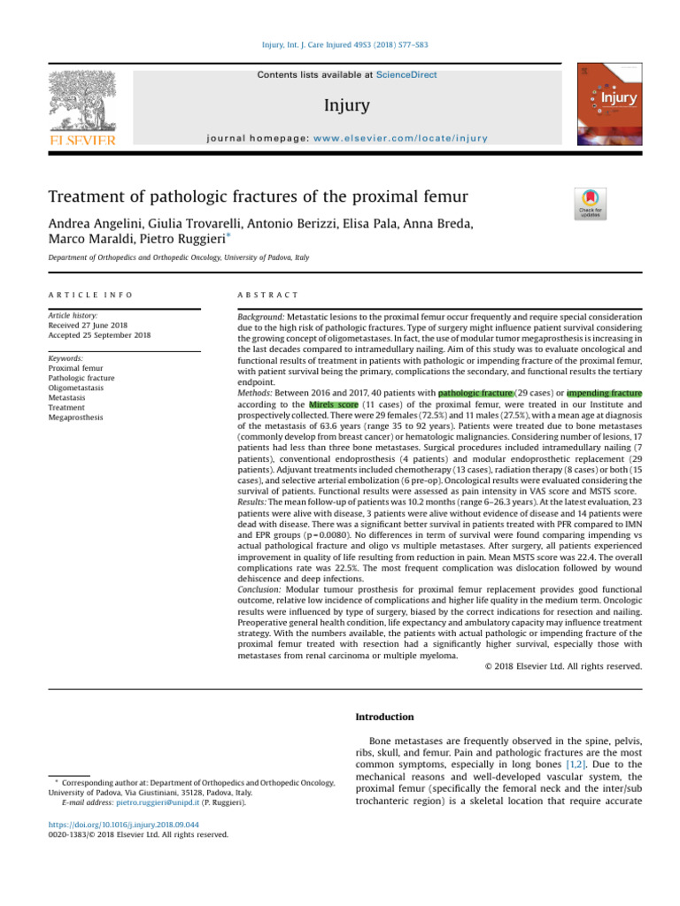 13.treatment of Pathologic Fractures of The Proximal Femur | PDF ...