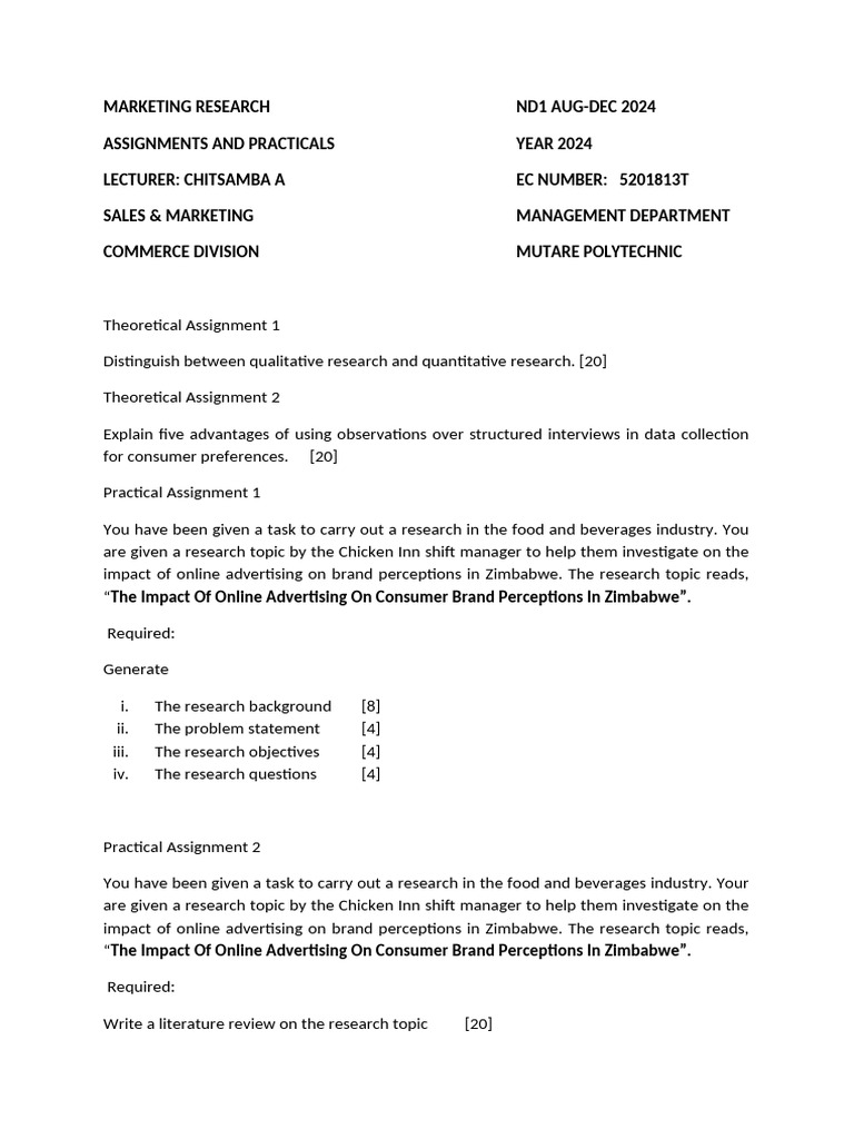 Assignments ND1 Marketing Research | PDF | Qualitative Research | Brand