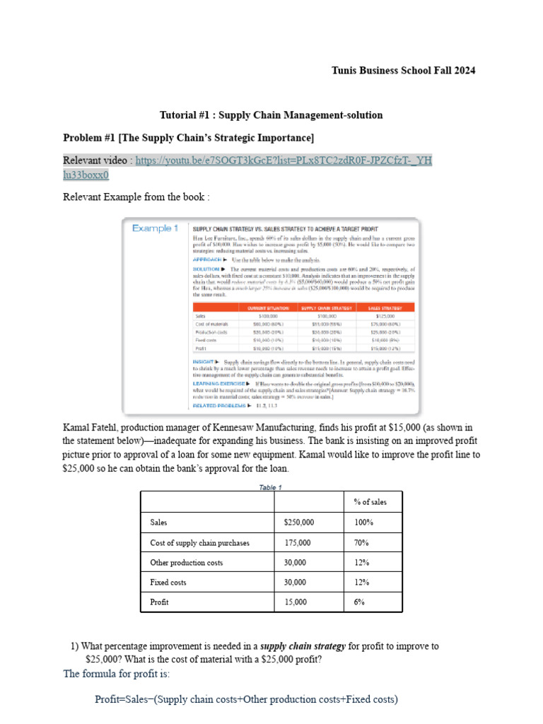 tutorial 1 solution | PDF | Supply Chain | Demand