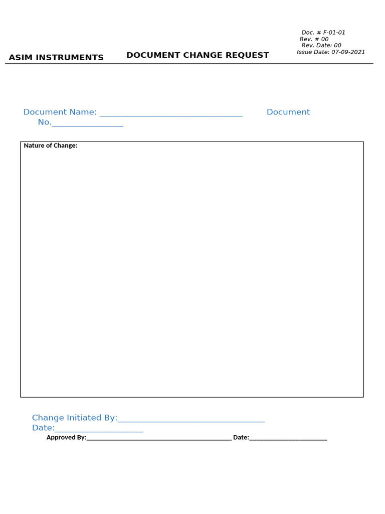 F-01-01 Document Change Request | PDF
