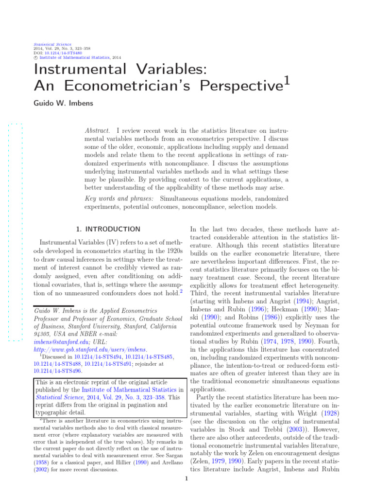 IV From An Econometrician's Perspective | PDF | Econometrics | Statistics