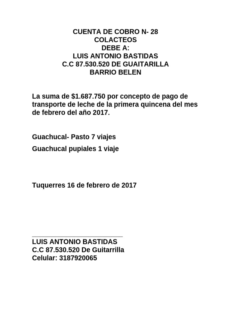 Cuenta de Cobro | PDF