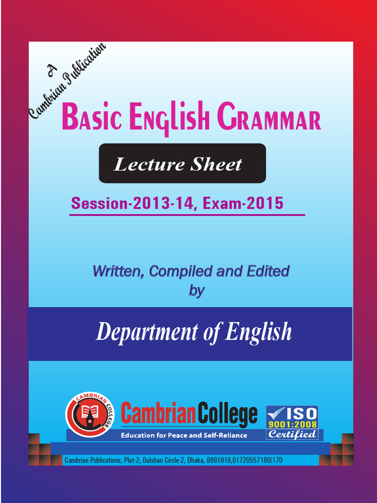 Basic English Grammar Lecture Sheet 0 | PDF | English Language | Part ...