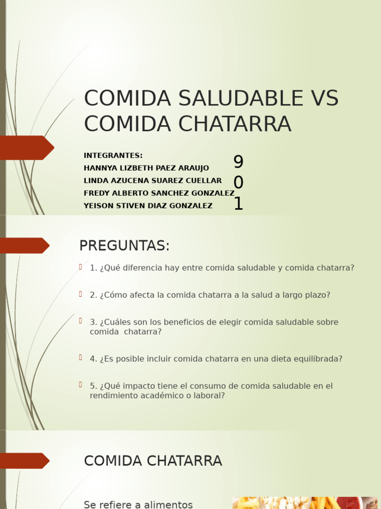 Comida Saludable Vs Comida Chatarra | PDF | Alimentos | Comida chatarra