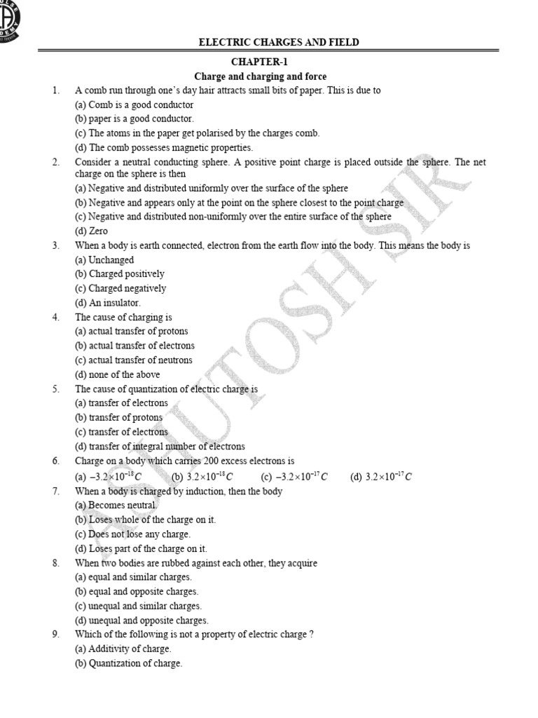 Physics Quiz: Electric Charges & Fields | PDF | Electric Charge | Capacitor