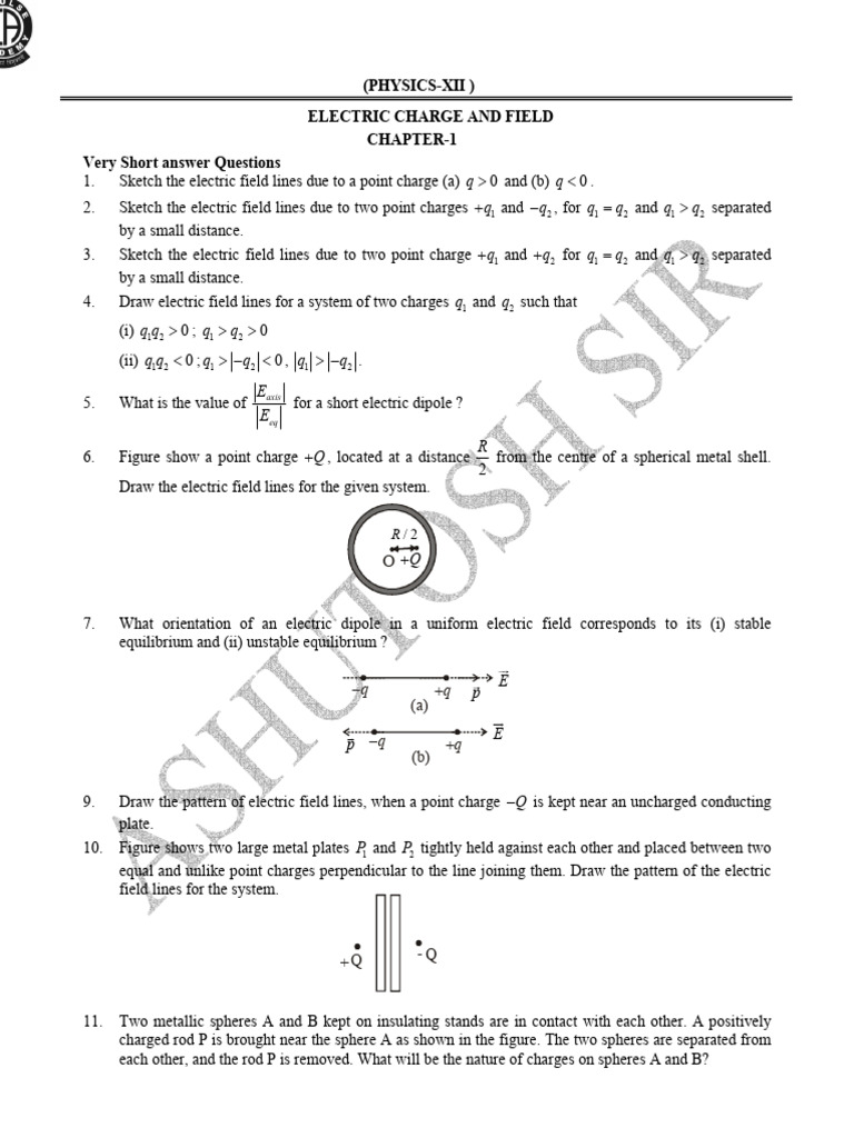 1.electric Charges and Field | PDF | Electric Field | Electrostatics