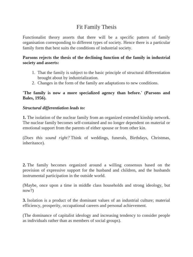 Fit Family Thesis | PDF | Family | Society