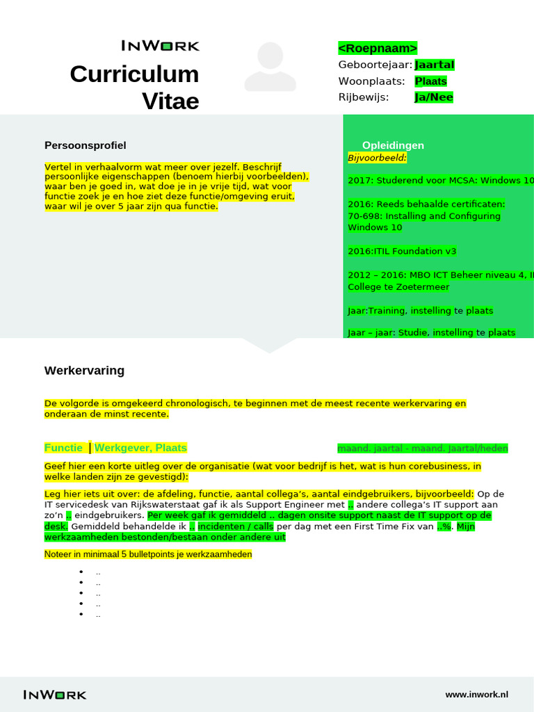 InWork CV Template 2023 | PDF