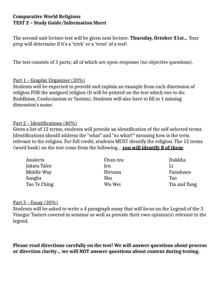 Review Sheet - TEST 2 (Fall 2024) | PDF